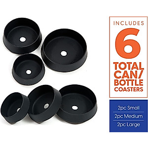 The Can Coaster Rust Preventer Sleeve Holder Bottoms for Shaving Cream Cans, Gels, and Bottles, Stain Prevention Rust Inhibitor Black Coaster for Bathroom Counters, Tubs, Showers, and Vanity, 6 Pack