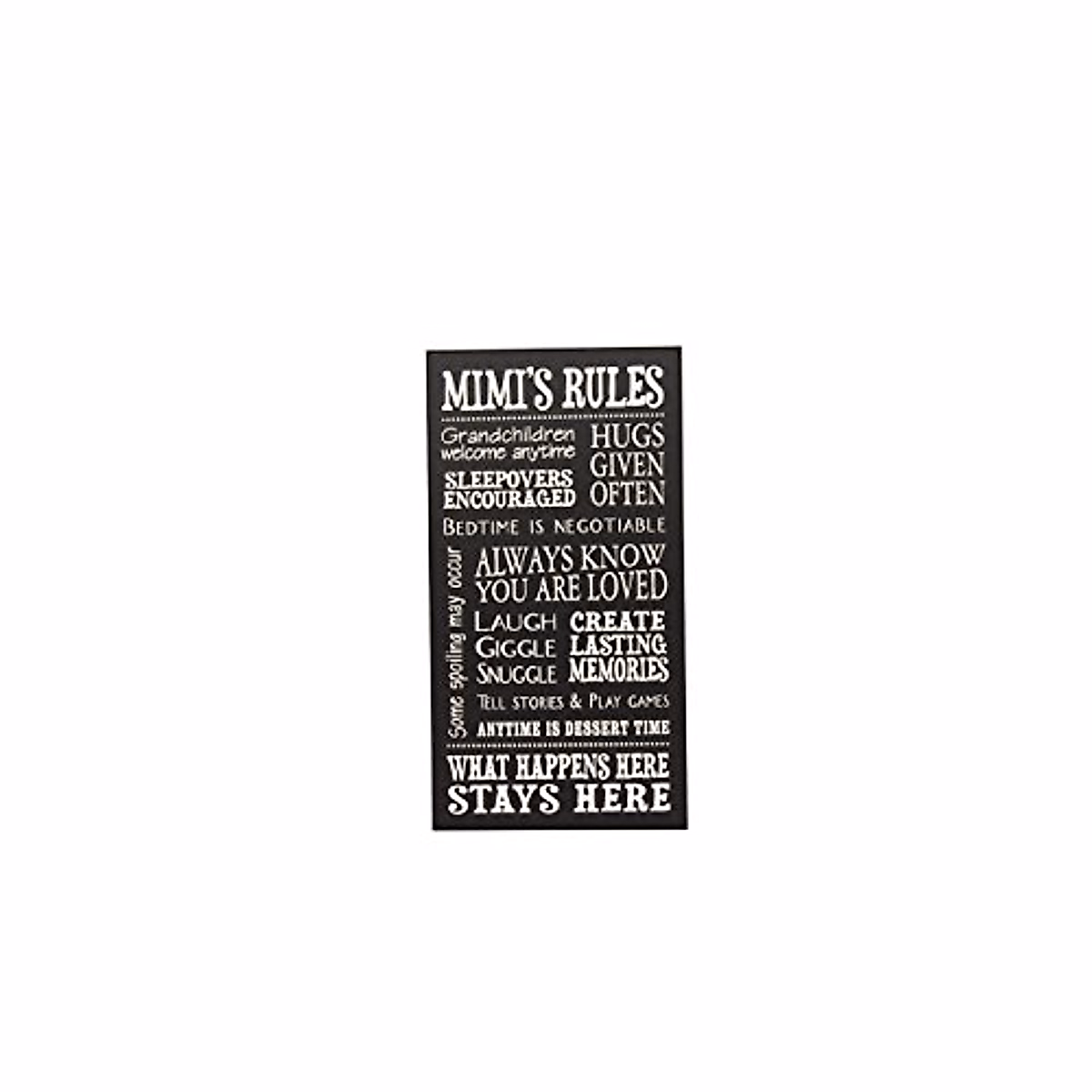 My Word! Mimi's Rules Decorative Sign, Black with Cream Lettering, 8.5x16