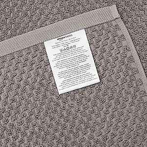 Amazon Basics Odor Resistant Textured Bath Towel, 30 x 54 Inches - 4-Pack,Cotton, Dark Gray
