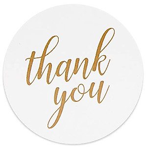 250-Pack 4x6-Inch Clear Cellophane Cookie Bags with Gold Foil Polka Dots and 1.5-Inch White Round "Thank You" Stickers with Gold Foil Cursive Font, Plastic Treat Bags with Sealable Flap