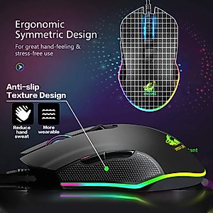 FELICON One Handed Gaming Keyboard and Mouse Combo, Rainbow Backlit 39 Keys Portable Small Mechanical Feel Keyboard with Wrist Rest Support, RGB Backlight 6 Buttons Adjustable Mice for PC Gamer