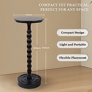 Boutitween Drink Table, Round Side Table with Solid Wood, Small Side Table for Small Spaces, Retro American Vintage Accent Table for Living Room, Bedroom, Black