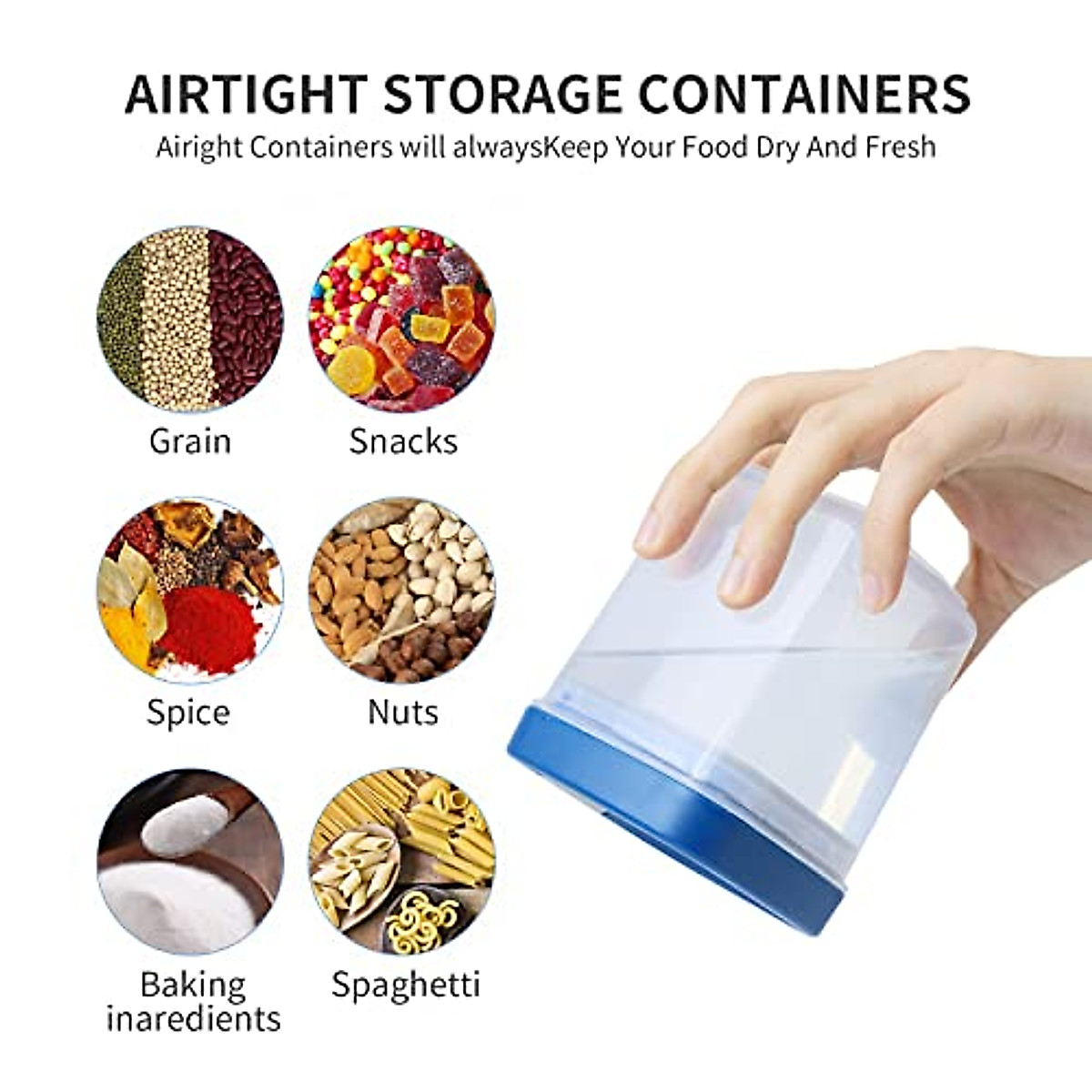 Airtight Food Storage Container Set 8 PC with Labels and Marker,BPA Free Plastic Dry Food Canisters for Kitchen Pantry Organization,Suitable for Flour, Sugar and Cereal
