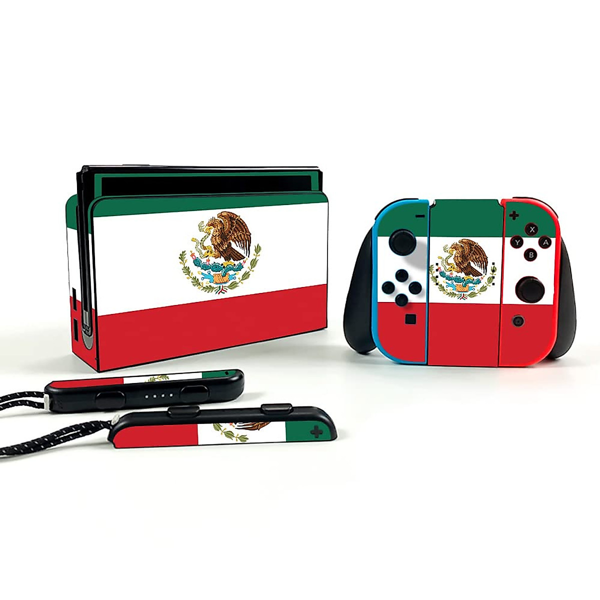 MightySkins Skin Compatible with Nintendo Switch OLED - Mexican Flag | Protective, Durable, and Unique Vinyl Decal wrap Cover | Easy to Apply, Remove, and Change Styles | Made in The USA