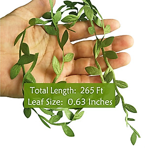 Naidiler 265 Ft Leaf Ribbon, Artificial Vines Leaves String Trim Ribbon Wild Jungle Botanical Greenery for Baby Shower Party Wedding Home Wreaths & DIY Craft