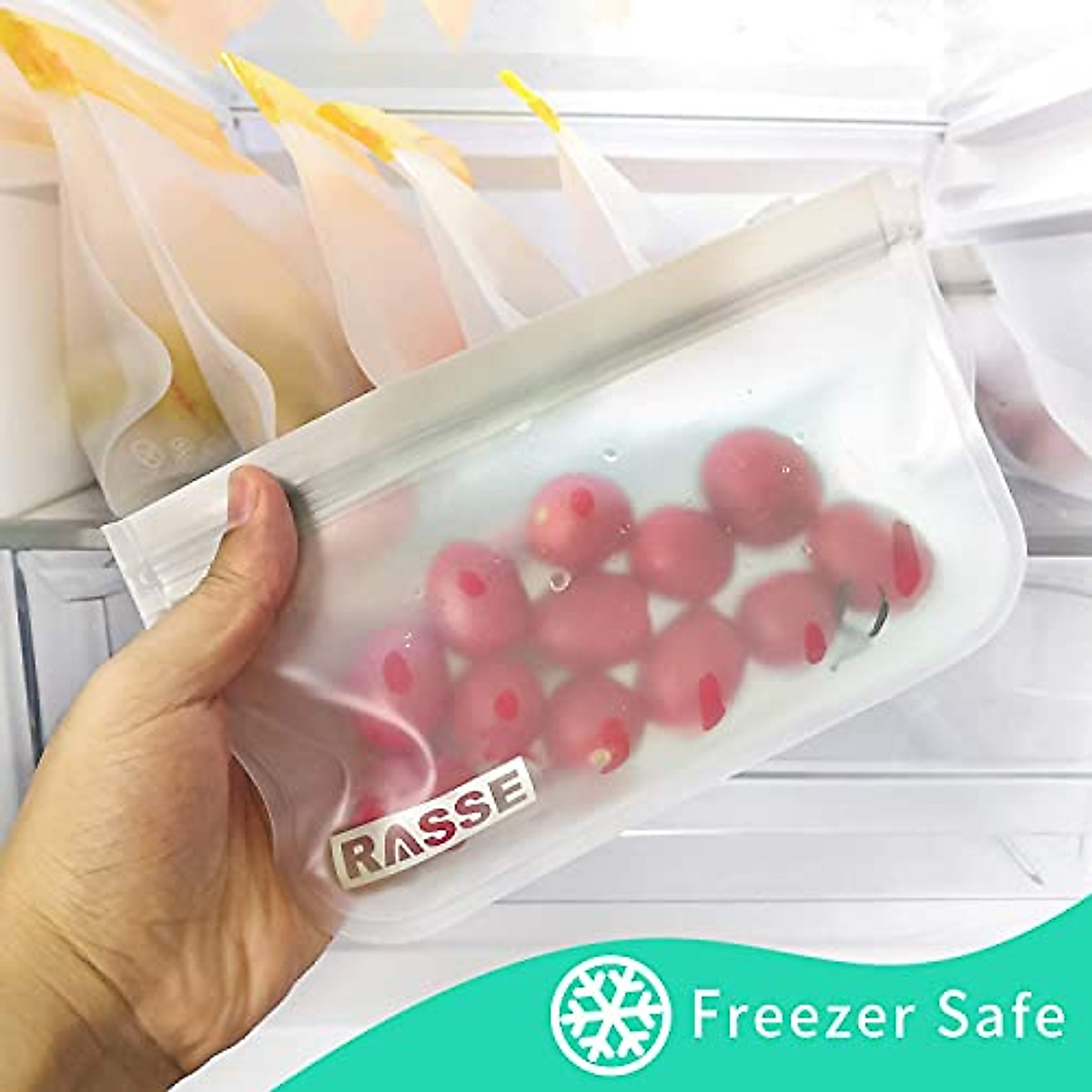 Reusable Storage Bags - 12 Pack Food Storage Bags(5 Ziplock Lunch Bags + 5 Reusable Snack Bags + 2 Leakproof Reusable Gallon Bags) BPA Free Freezer Ziplock Lunch Bags Leakproof Reusable Sandwich Bags