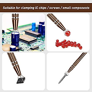 4 Prongs BGA Chip Pick,Tweezers Stainless Steel 4-Claw Pick up Tool Jeweler's Pick-Up Tool, for Small Parts Pickup, Grabber for Nails Clamping- Manicure Cotton Ball (1Pack, Bronze Color)