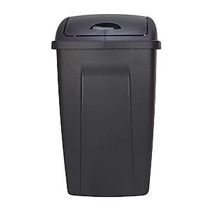 13 Gallon Trash Can, Plastic Swing Top Kitchen Garbage Trash Can, Black