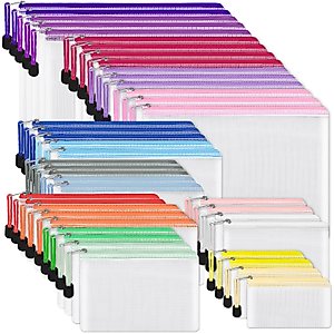 EOOUT 42pcs Mesh Zipper Pouch, 8 Sizes Waterproof Zipper Bags, 17 Colors, Multipurpose for Board Games Travel Storage, School Supplies, and Home Organization