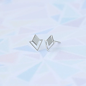 Boma Jewelry Sterling Silver Geometric Diamond & Triangle Stud Earrings