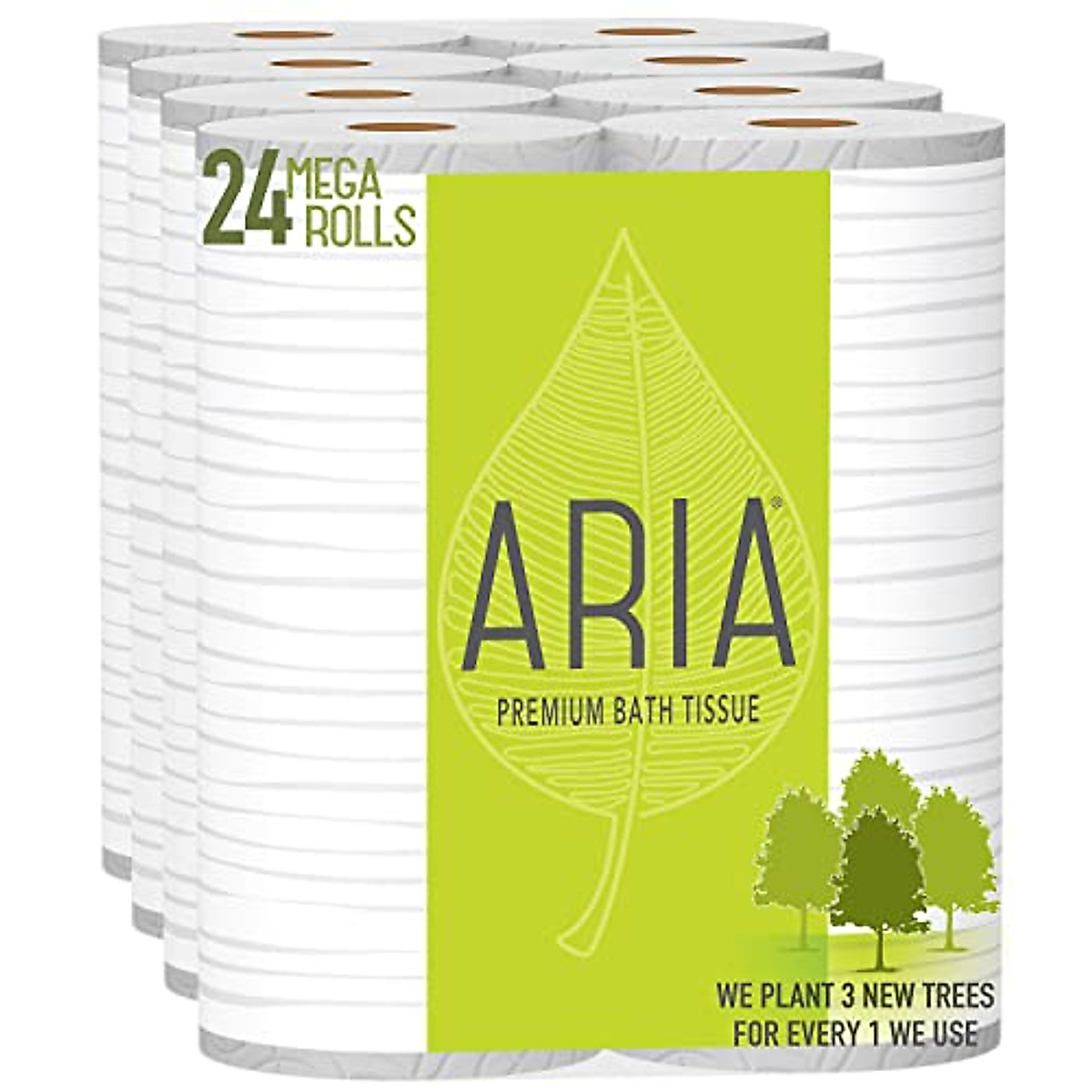 Aria Premium, Toilet Paper, 24 Mega Rolls (4 Packs of 6 Mega Rolls)