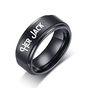 6mm His Sally Black Stainless Steel Romantic Women Ring Promise Anniversary Engagement Wedding Band (Her Size 7)