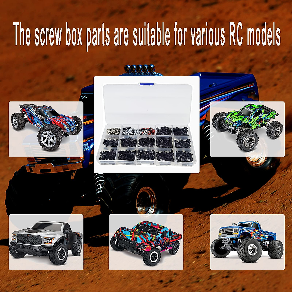 535PCS RC Screws Kit and RC Screwdrivers Hex Nut Socket Set,RC Repair Tool for Traxxas Axial Arrma HSP HPI Redcat Losi RC4WD 1/8 1/10 1/12 1/16 RC Car Truck Crawler (Red)