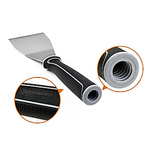 ROLLINGDOG 3 Inch Pole Scraper - Stainless Steel Bent Blade With Anti-Slip Rubber Handle, Heavy Duty Paint Remover Scraper Tool
