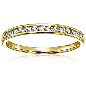 VIR JEWELS 1/5 cttw Diamond Wedding Band for Women, Classic Diamond Wedding Band in 10K Yellow Gold Channel Set, Size 6