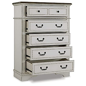 Signature Design by Ashley Brollyn Traditional 5 Drawer Chest, White & Light Brown