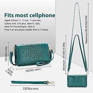 APHISON Multi-Function Small Crossbody Bags For Women,Cell Phone Shoulder Bag,Clutch Purse,RFID Wristlet Wallet,Card Holder Peacock-Blue