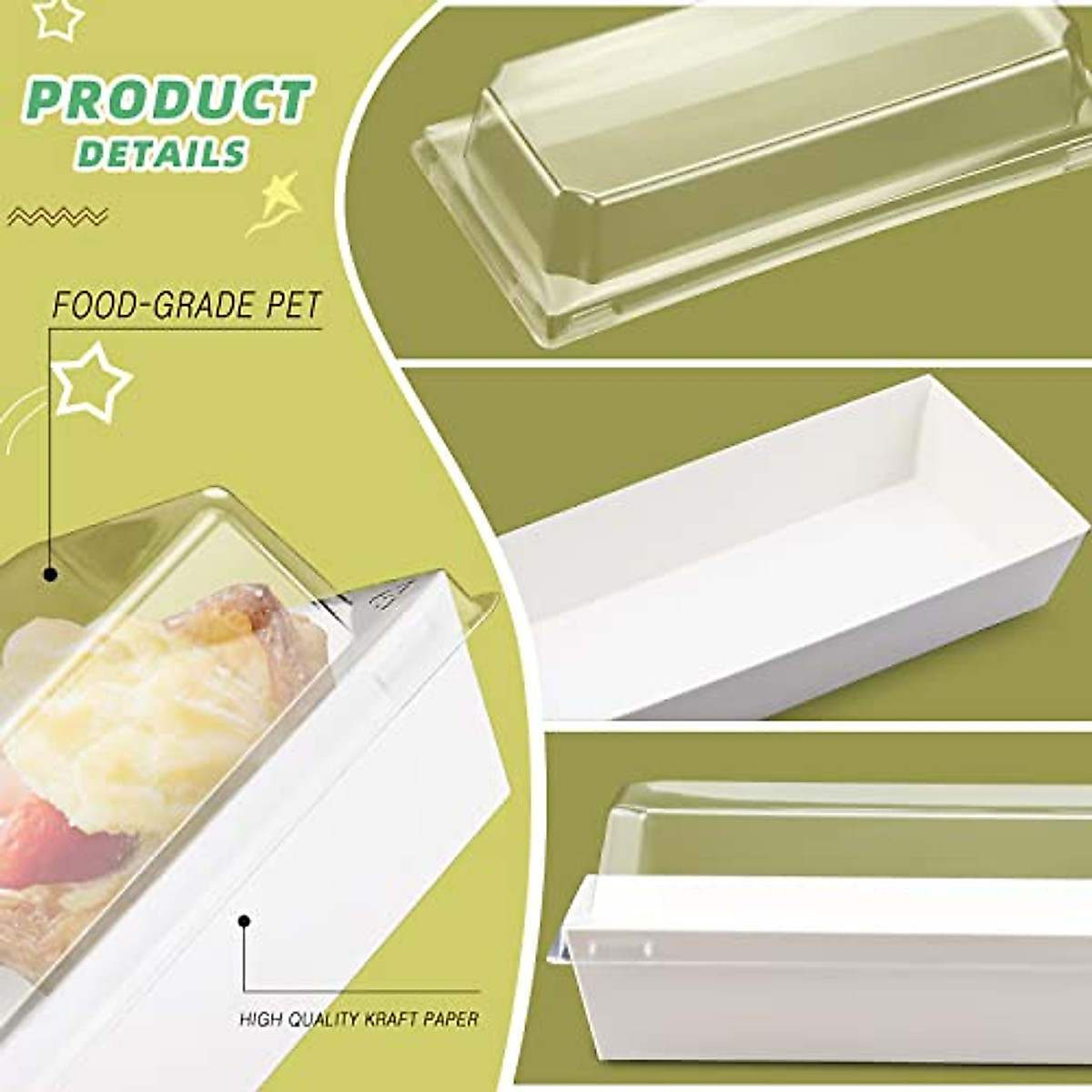 Cmkura 50 Pack White Rectangular Disposable Paper Charcuterie Boxes Food Containers Bakery Boxes