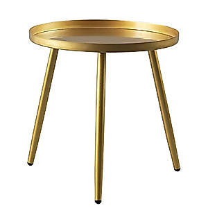 AOJEZOR Gold End Table, Ideal for Any Room-Side Tables Living Room,Bedroom, Gold Plant Stand Balcony, Metal Structure Indoor & Outdoor,Gold Tray with 3 Legs