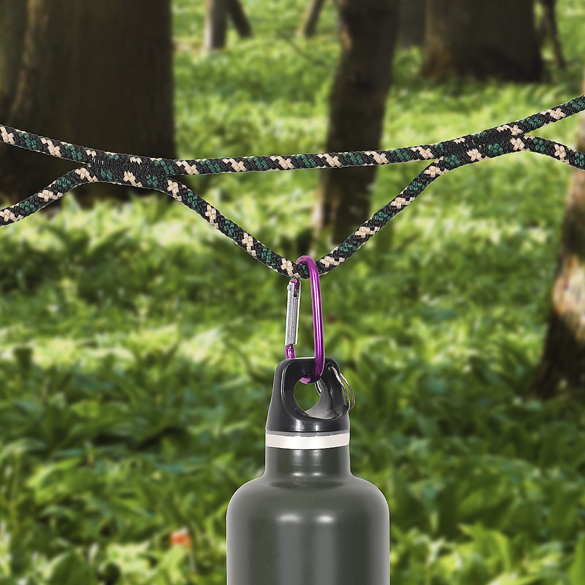 Roptat Campsite Storage Strap with 12 PCS Buckles&6 Clothes Pins Clothesline Hanging Gear for Tent Campers Car Camping Garden Supplies Family RV Trailer Hanging Gear (with Buckles)