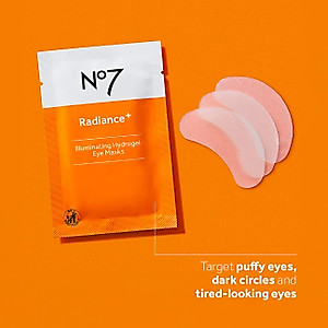 No7 Radiance+ Illuminating Eye Masks - Hydrogel Eye Patches for Dark Circles + Puffy Eyes - Radiance Boosting & Skin Revitalizing Vitamin C Undereye Patches + Eye Puffiness Reducer (5 Masks)