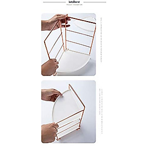 ICCGBHGO Bathroom Countertop Organizer, Corner Shelves Bathroom Vanity Counter Sink Storage, Rose Gold Standing Cosmetic Makeup Spice Rack Tray Cabinet for Kitchen and Bathroom 3-Tier