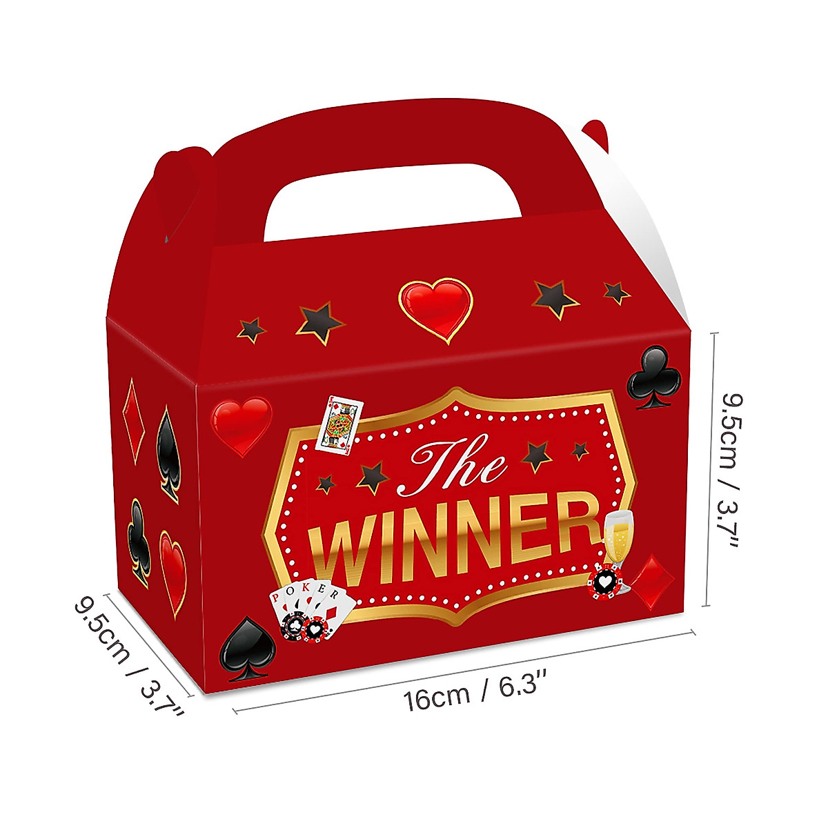 NA 12 Packs Poker Party Goodie Gift Boxes Casino Night Poker Game Theme Party Time Gift Boxes with handle for Birthday Party Decration Supplies