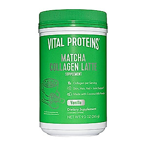 Vital Proteins Matcha Lattes, Matcha Green Tea Collagen Latte Powder, L-Theanine & Caffeine & MCTs - Supporting Healthy Hair, Skin, Nails - Vanilla