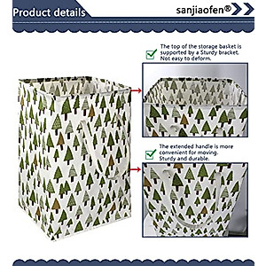 Sanjiaofen 2 pack 75L Large Laundry Basket Green Laundry Hamper With Extended Handles, Freestanding Waterproof Clothes Hamper for Boys,Kids woodland decor, Nersery,Bedroom, Bathroom.(Green tree)
