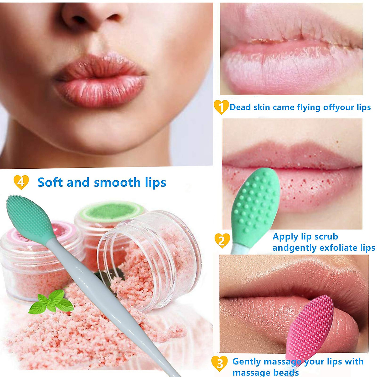 3 PCS Lip Scrub Brush Face Lip Scrubber Tool Face Lip Exfoliator Brush Silicone Lip Brush Exfoliating Lip Brush Lip Scrub Tool for Lips and Face