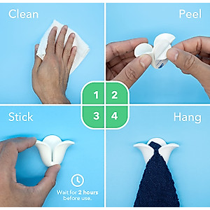 HandyCute Towel Grabber Hook, Flower-Shaped Towel Holder, Self Adhesive Towel Hanger for Kitchen and Bathroom (3 Pieces) (Black)