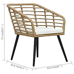 Camerina 3 Piece Patio Bistro Set Bistro Set Patio Furniture Set Patio Bistro Set Outdoor Patio Table and Chairs Poly Rattan Oak 48577