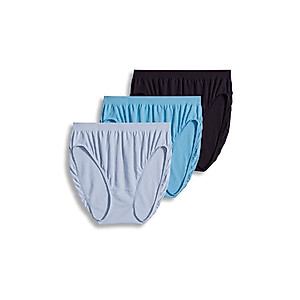Jockey Women's Underwear Comfies Microfiber French Cut - 3 Pack, Blue Wave/Sailor Blue/Night Blue, 7