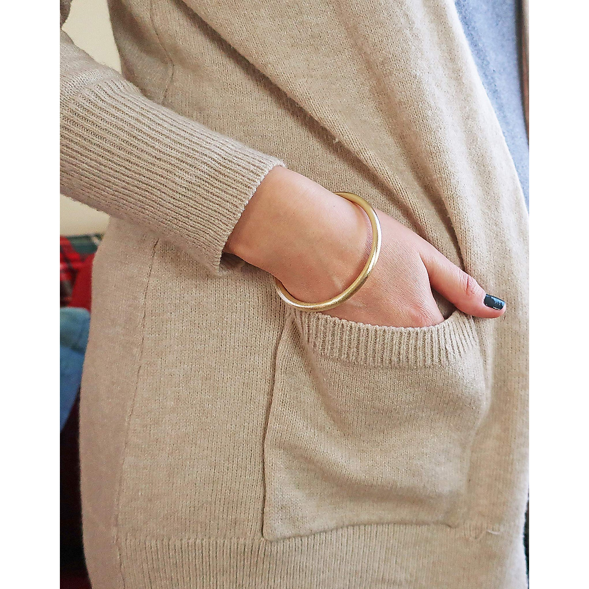 Sheila Fajl Round Tubular Bangle Bracelet in Brushed Gold Plated