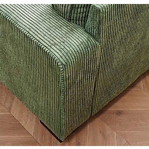 Container Furniture Direct Luxe Corduroy Sofa with Sleek Design, Spacious and Comfortable 3 Seater Couch for Modern Living Room, Ideal for Entertainment and Cozy Moments, Large, Green