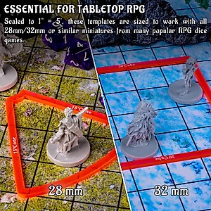 Area of Effect Spell Templates Set of 15 (Included Cube, Cone, Circle, and Line) Acrylic AOE Damage Marker Tabtop RPG Gaming Accessories for Dungeons and Dragons, Pathfinder, D&D