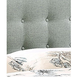 Modway Emily Tufted Button Linen Fabric Upholstered Full Headboard in Gray