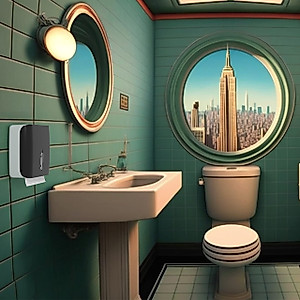 PLUSSEN Paper Towel Dispenser Wall Mount Commercial with Key Lock Compact Multifold Paper Towels Dispenser Wall Mount Folded Hand Towel Dispenser Holder for Bathroom Office Kitchen (Black)