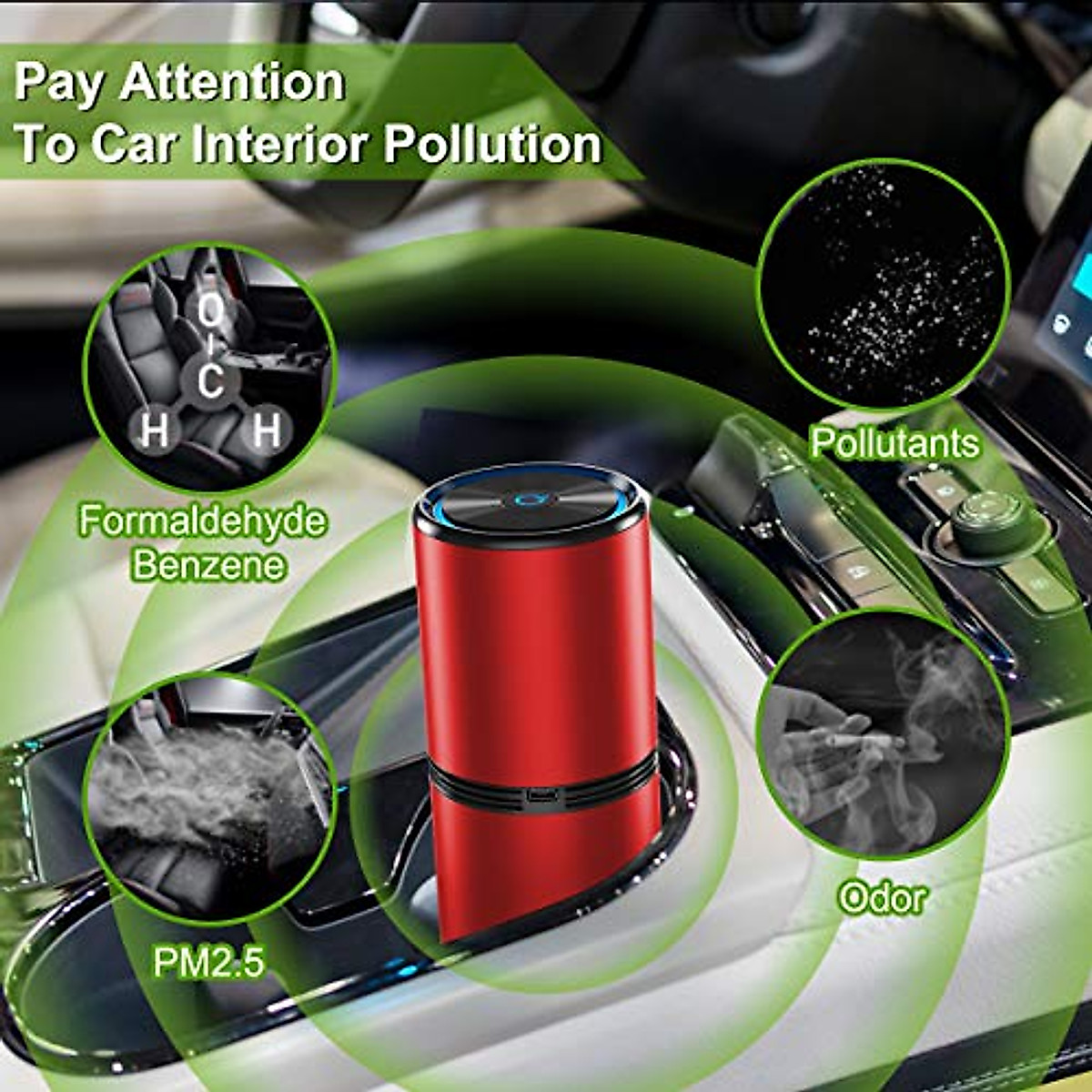Car Air Purifier|Portable Air Purifier|Air Purifiers for Home,Bedroom,desktop|Car Air Fresheners|Pet Odor Eliminator|Removes PM2.5 Dust,Smoke,Car Odor |Personal Air Purifier for Travel | FIGNOLEE