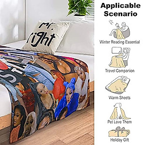 Rwillppycfei Funny American Rapper Singer Megan and & Thee Or/Stallion Throw Blanket, Flannel Fleece Blankets and Throws for Bed, Wearable Air Condition Blanket 40"x50"