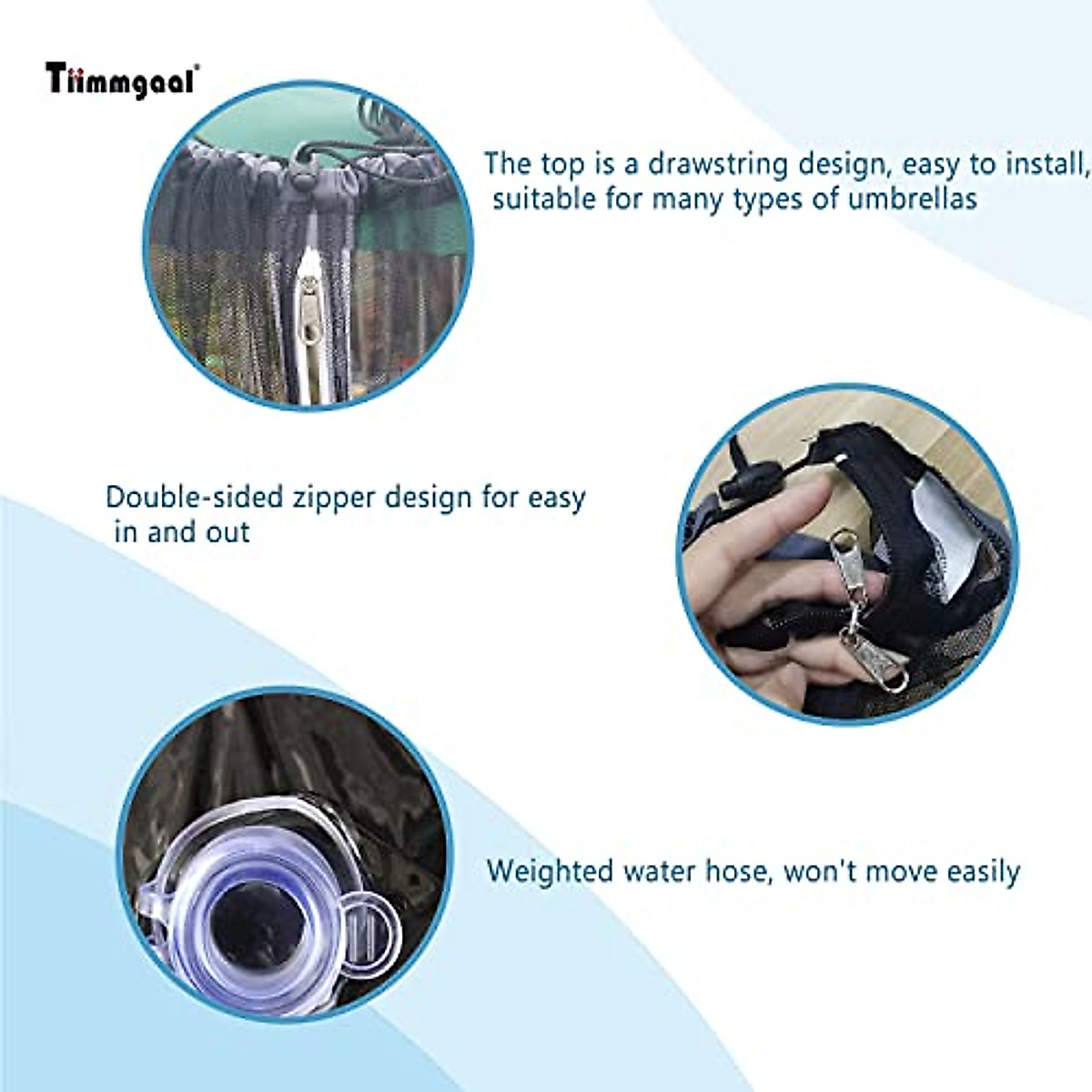 Tiimmgaal Mosquito Netting for Patio Umbrella 14FT Double Sided Patio Umbrella Canopy Netting &10X10 Ft gazebo (Black)(Does Not Contain Gazebo Patio Umbrella) (14FT Black)