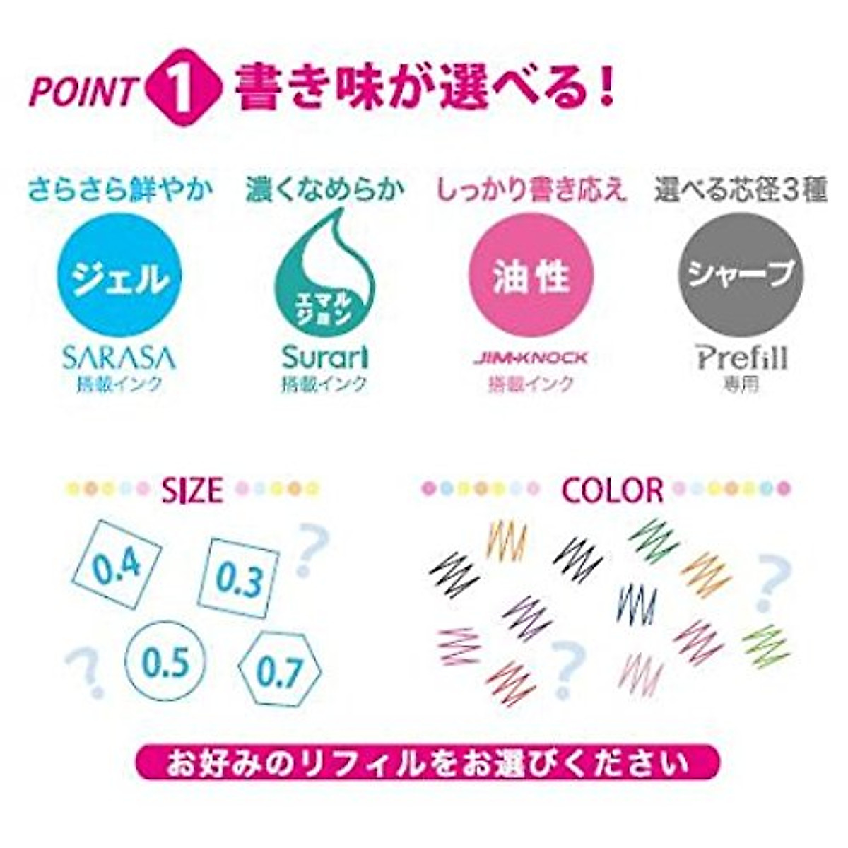 Zebra BRNJK5R Ballpoint Pen Refill, Prefeel, Sarasa NJK-0.5 Lead, Red, 10 Pieces