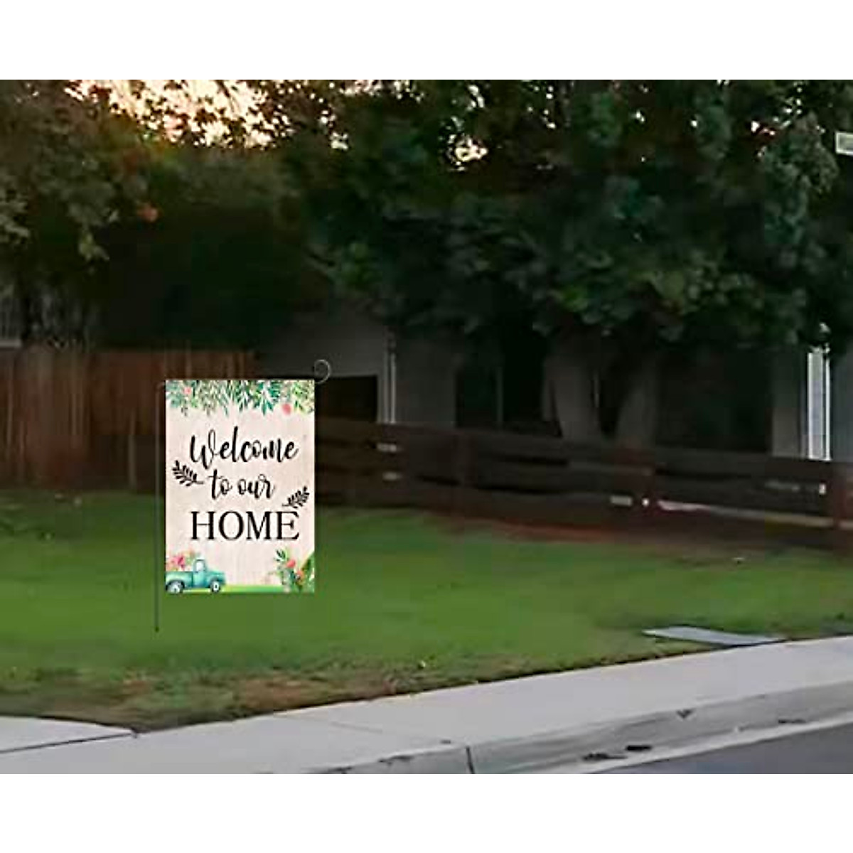 HHERCICIM Spring Welcome to Our Home Flag Garden Flag 12.5x18 Inch Vertical Double Sided Burlap Hello Spring Welcome Flower Farmhouse Rustic Sweet Home Décor Seasonal House Flag Holiday Party Outdoor Décor