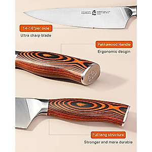TUO Chef Knife 8 inch Kitchen Knives German High Carbon Stainless Steel Professional Sharp Chopping Knife, Chefs Knife with Pakkawood Handle and Gift Packaging