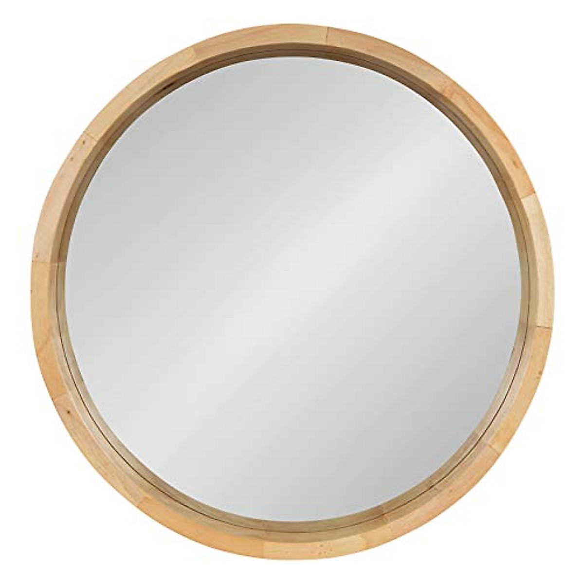 Kate and Laurel Hutton Round Decorative Modern Wood Frame Wall Mirror, 22 Inch Diameter, Natural Finish