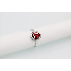 Uloveido Oval Cut Solitaire Wedding Engagement Rings White Gold Plated, Best Gifts for Women/Mom (Size 8) PJ4262