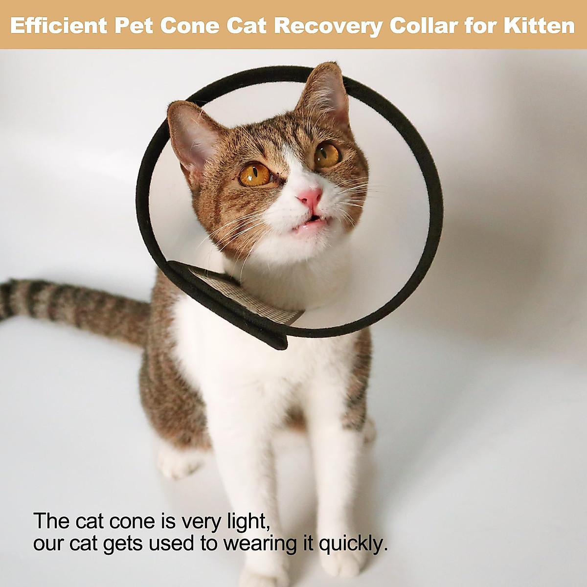 ZeyZoo Cat Cone, 6.5 inches Adjustable Cat Cones to Stop Licking for Cats After Surgery, Lightweight Cat Neck Recovery Cone, Plastic Elizabethan Collar for Small Cats, Kitten and Rabbits