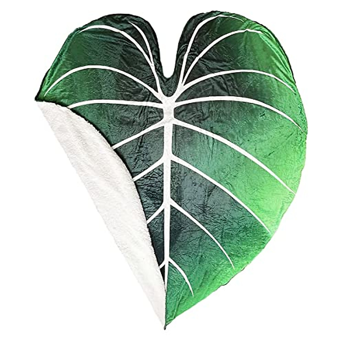 Giant Leaf Shaped Blanket Big Green Leaf Throw Blanket, 87*60 inches Cute Plant Blanket, for Bed, Sofa...