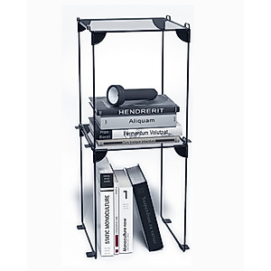 Neudeco Pack 2, Mesh Locker Shelf, Stackable Extra Tall Locker Organizer, Collapsible and Metal Build, Fits Standard Size School Locker, Suitable for Work, Kitchen, Bathroom (Grey)