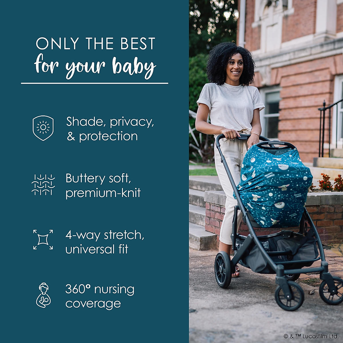 Milk Snob Original Star Wars 5-in-1 Cover, The Child, Added Privacy for Breastfeeding, Baby Car Seat, Carrier, Stroller, High Chair, Shopping Cart, Lounger Canopy - Newborn Essentials, Nursing Top